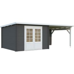Gartenhaus Palmako "Ella", grau (dunkelgrau, wei&szlig;), ohne Fu&szlig;boden, ohne Dacheindeckung, Massivholz, Gartenh&auml;user, Gartenhaus, verschiedene Farben