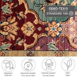 Teppich Theko, B:60cm H:10mm L:90cm, rot, Kunstfaser, Wohnzimmer, Teppiche, "Gabiro 208", Orient-Optik, ideal im Wohnzimmer & Schlafzimmer