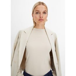 bonprix Damen Langarmshirt "Geripptes Langarmshirt aus reiner Baumwolle", grau, Gr. 56, unifarben, Rippware, Obermaterial: 100% Baumwolle, Shirts,
