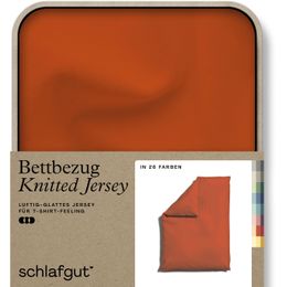 Bettbezug Schlafgut, B:155cm L:220cm, rot, Jersey, Obermaterial: 95% Baumwolle, 5% Elasthan, Bettbez&uuml;ge, "Premium Bettbezug Knitted Jersey (1 St)",