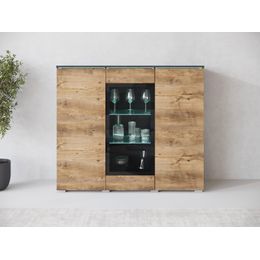 Highboard Home Affaire, B:120cm H:103,3cm T:39,5cmmatera anthrazit, kastanien breslau, Wohnzimmer, Sideboards, "Vera", Highboard mit 4 T&uuml;ren, 9