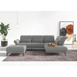 Ecksofa Home Affaire, B:294cm H:88cm T:242cm, silber, 100% Polyester, Wohnzimmer, Sofas, "Coco L-Form", Sitztiefen-, Arm- und Kopfteilverstellung,