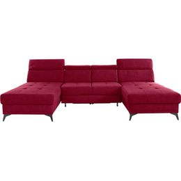 Wohnlandschaft Home Affaire, B:296cm H:83cm T:173cm, rot, Webstoff (100% Polyester);Luxus-Microfaser Paris (90% Polyester/10% Polyamid);Struktur fein