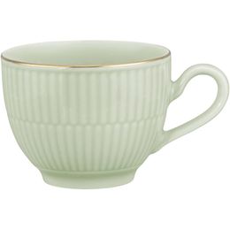 Seltmann Weiden Tasse "Amina", &Oslash; 11,5cm x 6,7cm, 250ml, 1gr&uuml;n, wei&szlig;, gold, Trinkgef&auml;&szlig;e, Kaffeetasse aus Porzellan mit Relief und edler Goldumrandung