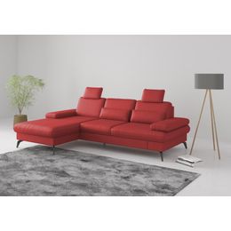 Sit & More Ecksofa SIT & MORE, B:275cm H:82cm T:171cm, rot, Wohnzimmer, Sofas, "Morris L-Form, inkl. Sitztiefenverstellung", wahlweise mit Armteilverstellung,