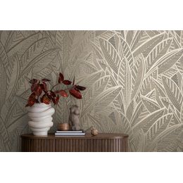 A.S. Cr&eacute;ation A.S. CR&Eacute;ATION Vliestapete "French Affair Bl&auml;tter-Tapete Mustertapete Floral Blattmuster", B/L: 0,53m x 10,05m, Rollen: 1, braun, Wohnzimmer, Tapeten,