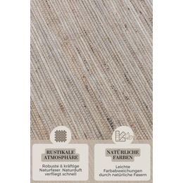Teppich Hanse Home, B:190cm H:5mm L:280cm, grau, Jute, Wohnzimmer, Teppiche, "Dhaka Juteteppich", L&auml;ufer, handgewebt, Jute, Wolle, Natur, Wohnzimmer,