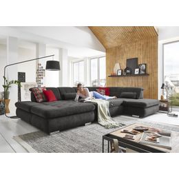 Wohnlandschaft DIE PLANBAR, B:382cm H:84cm T:124cm, schwarz, 100% Polyester, Sofas, "MP-IN17004 U-Form, Breite 382 cm, weitere Funktionen w&auml;hlbar",