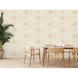 Livingwalls LIVING WALLS Vliestapete "Famous Garden Wald-Tapete Mustertapete Floral Wald", B/L: 0,53m x 10,05m, Rollen: 1, beige, Wohnzimmer, Tapeten,