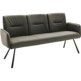 Sitzbank MCA furniture, B:183cm H:92cm T:67cmolive, schwarz, Leder, Metall, Esszimmer, Sitzb&auml;nke, "Delane", Taschenfederkern, Lehnenkippfunktion,
