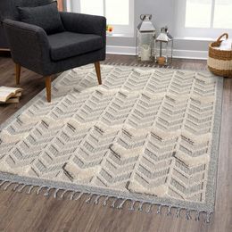 Hochflor-Teppich Carpet City, B:200cm H:20mm L:290cm, blau, Obermaterial: 55% Polypropylen, 45% Sisal, Teppiche, "VALENCIA 920", L&auml;ufer, Boho-Stil,
