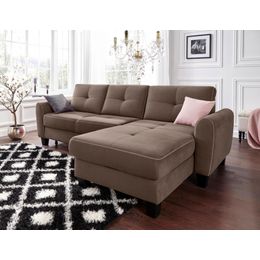 Sit & More Ecksofa SIT & MORE, B:253cm H:91cm T:167cm, braun, Bedruckte Microfaser (100% Polyester);Luxus-Microfaser ALTARA NUBUCK (100% Polyester);Struktur