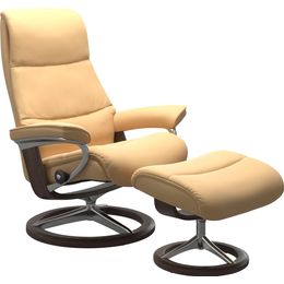 Fu&szlig;hocker stressless, B:57cm H:43cm T:47cm, gelb, Garten, Hocker, "View", mit Signature Base,Gestell Wenge