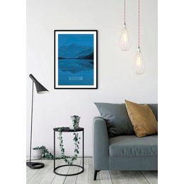 Komar Bild "Word Lake Reflection Blue", B/H/T: 40cm x 50cm, Natur, 1 Stk., bunt, Wohnzimmer, Bilder, Wandbild zur Dekoration - ohne Rahmen