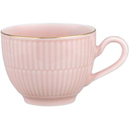 Seltmann Weiden Tasse "Amina", &Oslash; 11,5cm x 6,7cm, 250ml, 1rosa, wei&szlig;, gold, Trinkgef&auml;&szlig;e, Kaffeetasse aus Porzellan mit Relief und edler Goldumrandung