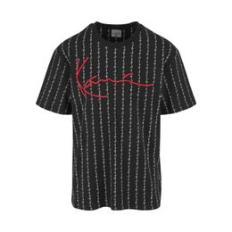 Karl Kani Herren T-Shirt "Karl Kani Herren KKMQ12130BLK Signature Logo Pinstripe Tee"schwarz, Gr. XS, bedruckt, 100% Baumwolle, Shirts
