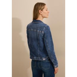 Cecil Damen Jeansjacke, blau, Gr. XS, unifarben, Denim/Jeans, Obermaterial: 82% Baumwolle, 16% Polyester, 2% Elasthan, Jacken, mit Brusttaschen