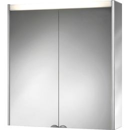 Spiegelschrank Jokey, B:65,4cm H:72cm T:15,3cm, silber, Aluminium, Badezimmer, Schr&auml;nke, "Dekor Alu LED", Aluminium, 65,4cm breit