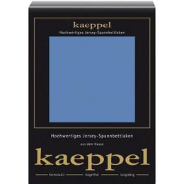 Spannbettlaken Kaeppel, L:200cm, blau, Jersey-Elasthan, Obermaterial: 97% Baumwolle, 3% Elasthan, Bettlaken, "Single Jersey Mako Elasthan", aus 97%