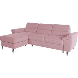Sit & More Ecksofa SIT & MORE, B:250cm H:88cm T:161cm, rosa, Wohnzimmer, Sofas, "Sorano L-Form", wahlweise mit Bettfunktion und Bettkasten