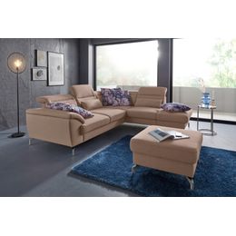 Sit & More Ecksofa SIT & MORE, B:270cm T:235cm, beige, Wohnzimmer, Sofas, "Percy L-Form", 12 cm Fu&szlig;h&ouml;he, Sitztiefenverstellung, wahlweise in 2 Fu&szlig;farben