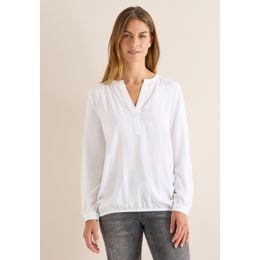 Cecil Damen Langarmblusewei&szlig;, Gr. XXL, unifarben, Stoff, 100% Viskose, Blusen, mit Elastikbund