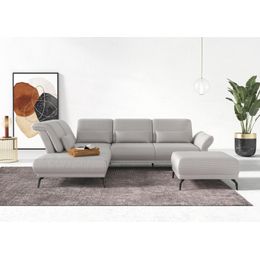 Ecksofa Home Affaire, B:294cm H:88cm T:242cm, silber, 95% Polyester, 5% Polyamid, Wohnzimmer, Sofas, "Coco L-Form", Sitztiefen-, Arm- und