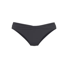 s.Oliver Damen Bikini-Hose "Spain", schwarz, Gr. 34, unifarben, Microfaser, Microfaser, Badehosen, mit gedrehtem B&uuml;ndchen