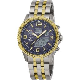 ETT Herren Funkchronograph "Professional World Timer", gold, Armbanduhren, Armbanduhr, Herrenuhr, Titan, Solar, Datum, Stoppfunktion