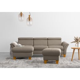 Ecksofa Home Affaire, B:258cm H:84cm T:169cm, braun, 100% Polyester, Wohnzimmer, Sofas, "Lindgren L-Form", wahlweise mit Bett mit klappbaren Rollen,