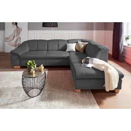 Sit & More Ecksofa SIT & MORE, B:272cm H:82cm T:206cm, grau, Wohnzimmer, Sofas, "Santo L-Form", mit Federkern, wahlweise mit Bettfunktion und Stauraum