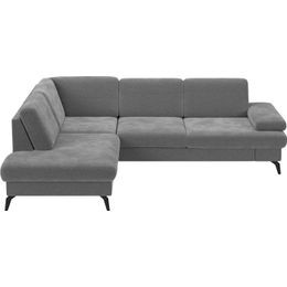 Sit & More Ecksofa SIT & MORE, B:262cm H:82cm T:212cm, grau, 95% Polyester 5% Polyamid, Wohnzimmer, Sofas, "Morris L-Form, inkl. Sitztiefenverstellung",