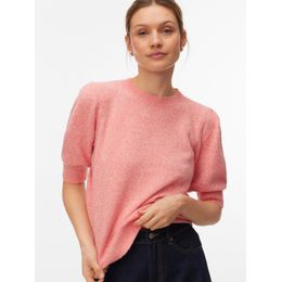 V&eacute;ro Moda VERO MODA Damen Rundhalspullover "VMDOFFY 2/4 O-NECK PULLOVER GA NOOS", rosa, Gr. XS, meliert, Strick, Obermaterial: 94% Polyester, 3% Elasthan, 3%