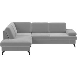 Sit & More Ecksofa SIT & MORE, B:262cm H:82cm T:212cm, grau, 100% Polyester, Wohnzimmer, Sofas, "Morris L-Form, inkl. Sitztiefenverstellung", wahlweise mit