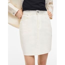 Vila Damen Jeansrock "VIKAJA JAF LBD DENIM SKIRT- NOOS"cloud dancer, Gr. 44, unifarben, Denim/Jeans, Obermaterial: 99% Baumwolle, 1% Elasthan, R&ouml;cke