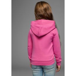 Kidsworld M&auml;dchen Langarmshirt "mit EINHORN Regenbogen", pink, Gr. 92, bedruckt, Jersey, Obermaterial: 100% Baumwolle, Shirts, Einhorn-Druck,