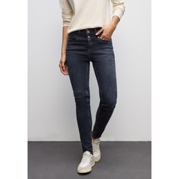 Street One Damen Slim-fit-Jeans, blau, Gr. 34, unifarben, Jeans, 99% Baumwolle, 1% Elasthan, Jeans, 5-Pocket-Style