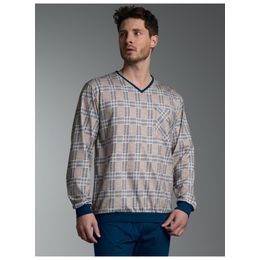 TRIGEMA Herren Schlafanzug "TRIGEMA Pyjama Langarmshirt mit Karo-Muster", Gr. XXLnight, blau, Single Jersey, 100% Baumwolle, Homewear-Sets