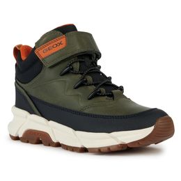 Geox M&auml;dchen Winterboots "J FLEXYPER PLUS BOY ABX", Gr. 33, gr&uuml;n, Lederimitat, Textil, Schuhe, Sneaker mit Geox Spezial Membrane, Gr&ouml;&szlig;enschablone zum