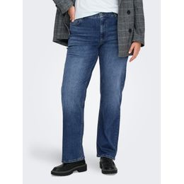 Only CARMAKOMA Damen Straight-Jeans "CARWILLY MID STRAIGHT DNM TAI021", blau, Gr. 48, unifarben, Denim/Jeans, Obermaterial: 92% Baumwolle, 6%