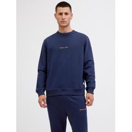Jack & Jones JACK & JONES Herren Sweatshirt "JORNORREBRO EMB SWEAT CREW NOOS"ocean cavern, Gr. XXXL, unifarben, angeraute Sweatware, Obermaterial: 89% Baumwolle,