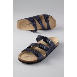ANISTON SHOES Damen Pantolette, Gr. 39nachtblau, Lederimitat, Basic, Schuhe, Sommerschuh, Hausschuh, Schlappen, Strandschuh - NEUE KOLLEKTION