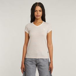 G-Star Raw V-Shirt G-STAR "Eyben", Damen, Gr. L (40), rosa (liquid pink highlight stripe), Jersey, Obermaterial: 100% Baumwolle, gestreift, slim fit normal, V-Ausschnitt, Shirts, mit Label