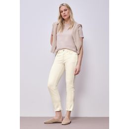 Street One Damen Slim-fit-Jeansecru soft washed, Gr. 32, unifarben, Jeans, 92% Baumwolle, 6% Elastomultiester, 2% Lyocell, Jeans, Middle Waist
