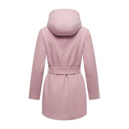 Marikoo Damen Kurzmantel "Katalinaa", rosa, Gr. M, 90% Polyester, 10% Viskose, M&auml;ntel, Eleganter Wickel Mantel mit Tailleng&uuml;rtel und Oversized Hood