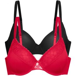 Dorina Damen B&uuml;gel-BH "Sonia", Gr. 85, schwarz, Spitze, Obermaterial: 65% Polyester, 26% Polyamid, 9% Elasthan, unifarben, BHs, mit Spitzendetails,