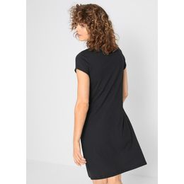 bonprix Damen Shirtkleid, schwarz, Gr. 52, Jersey, Obermaterial: 100% Baumwolle, Kleider, f&uuml;r warme Tage, aus reiner Baumwolle, taillierte Passform