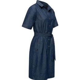 Ragwear Damen Jeanskleid "Rozyna Denim"denim, Gr. XXXL, Material: 60% Baumwolle, 40% Viskose, Kleider, Midikleid in Denim-Optik mit Haifisch-Kragen