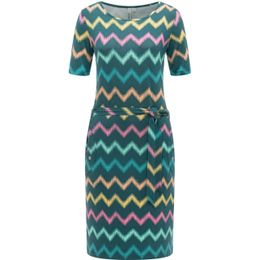 Ragwear Damen Sommerkleid "Taggiana Print YOUMODO", bunt, Gr. S, Material: 95% Viskose, 5% Elasthan, Kleider, Damen Midikleid mit Taillenband und