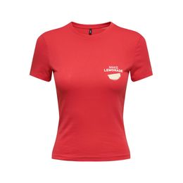 Only Damen T-Shirt "ONLVIVVI S/S TEE BOX JRS"tomato puree print:sip happens, Gr. S, bedruckt, Jersey, Obermaterial: 100% Baumwolle, Shirts,